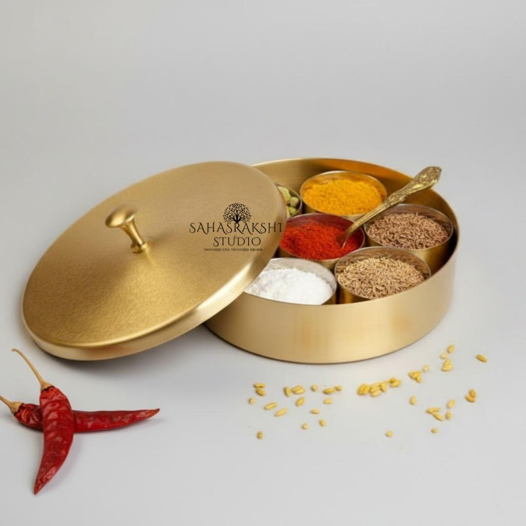 Pure Brass Indian Masala Box/Spice Container – Sahasrakshi Studio ...